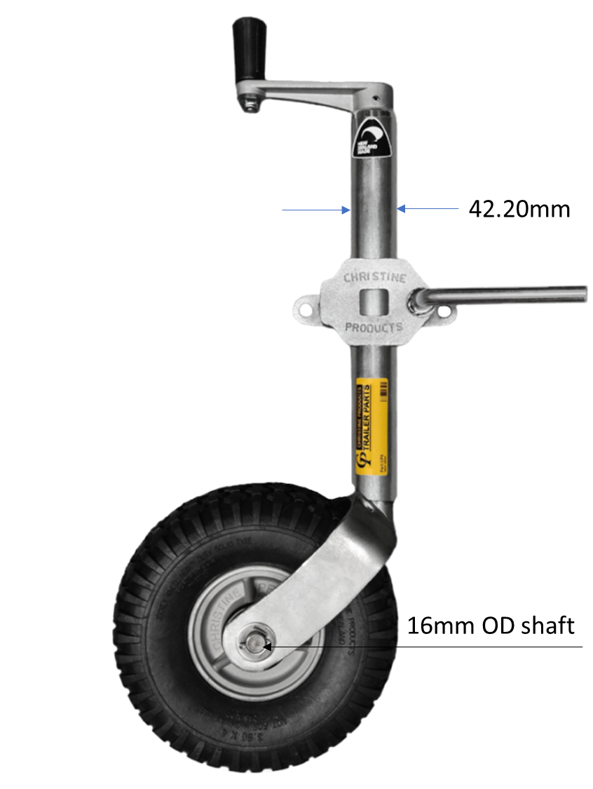 220kg Capacity Jockey Wheel - 300mm Solid Tyre - Clamp on - Christine ...