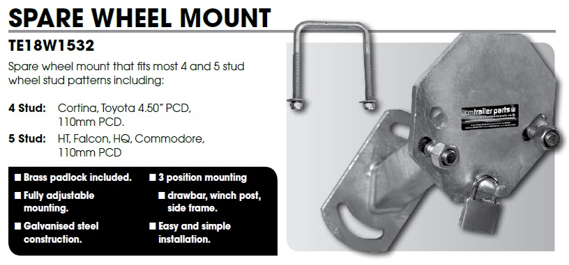 CM Spare Wheel Mount - Exterior- CM Trailer Wheels- Trailer & Caravan ...